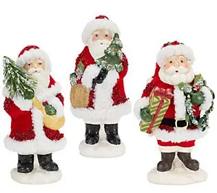 MELROSE Santa Figurine W/pine Tree & Present Ac Ents