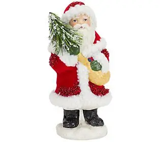 MELROSE Santa Figurine W/pine Tree & Present Ac Ents