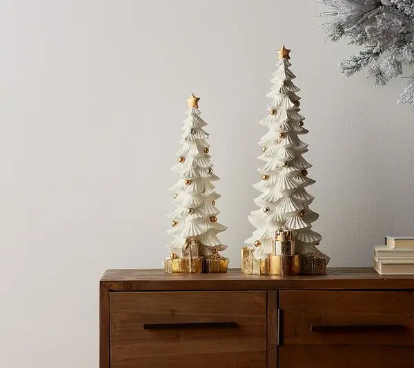 MELROSE Gold & White Christmas Tree W/packages