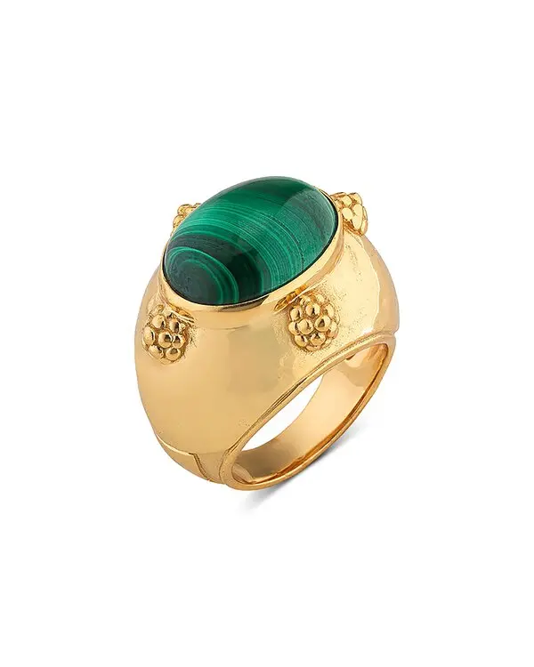 CAPUCINE DE WULF Cleopatra Oval Labradorite Ring - Gold/malachite