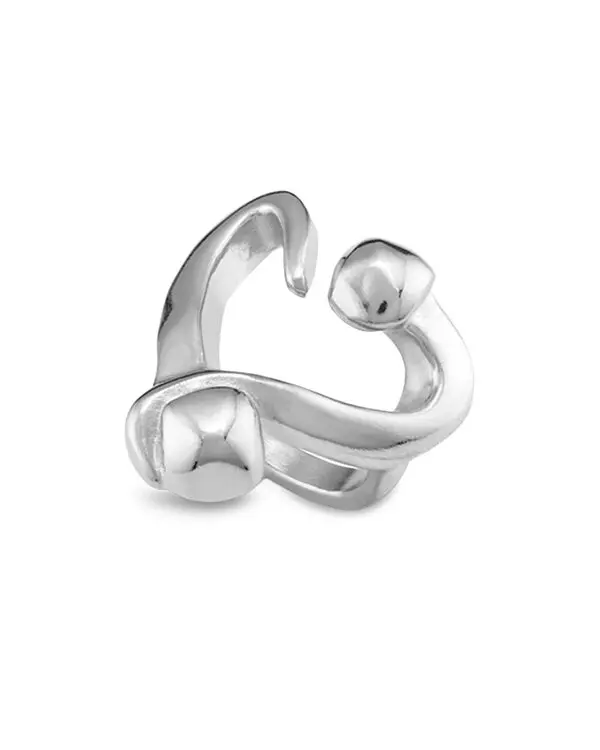UNODE50 Plated Open Ring With A Nailed Heart Design - Silver