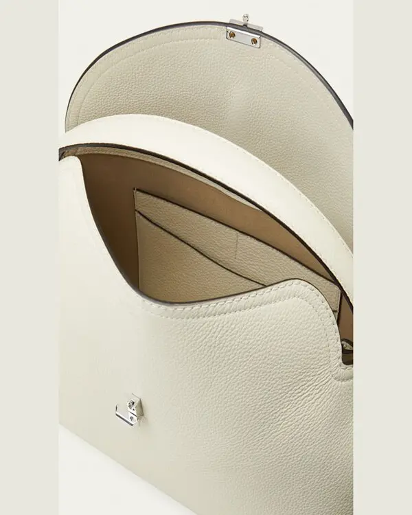 TOTEME T-lock Top Handle Bag In Pebble Grain Leather - Milk