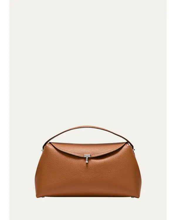 TOTEME T-lock Top Handle Bag In Pebble Grain Leather - Tan