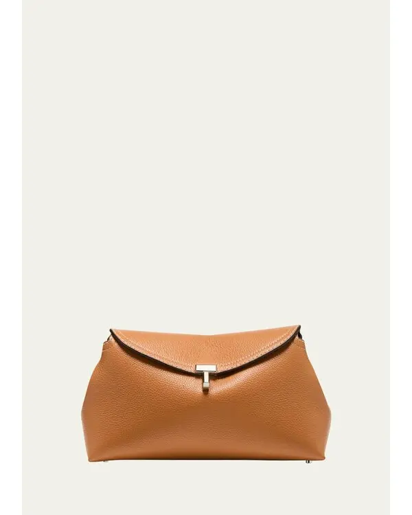 TOTEME T-lock Top Handle Bag In Pebble Grain Leather - Tan