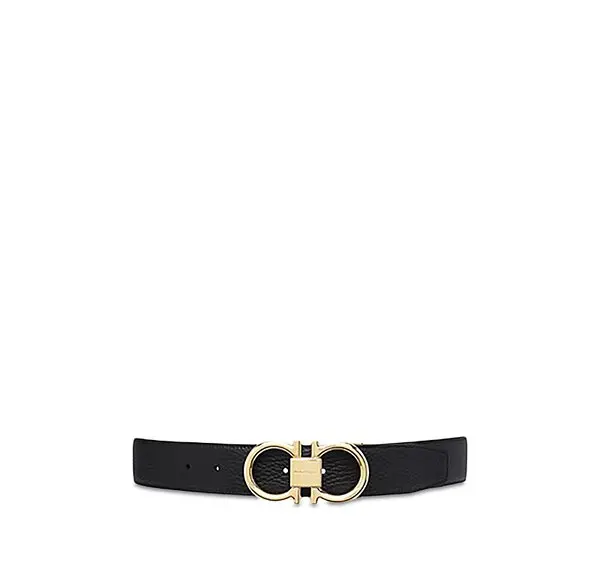 FERRAGAMO Double Gancini Reversible Leather Belt - Nero