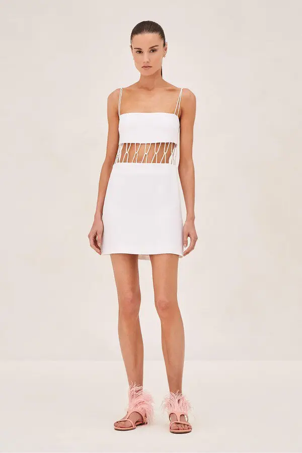 alexis white dress - This crochet knit maxi dress features a halter neckline with an adjustable self Alie Street Alexis Lace Dress
