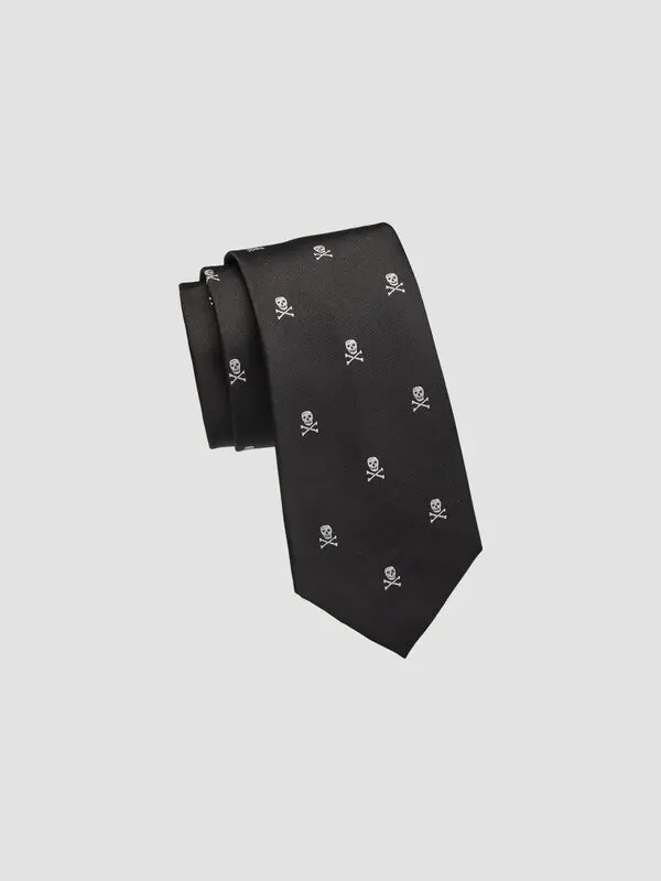 Ralph Lauren Purple Label Skull Crossbones Silk Tie - Black