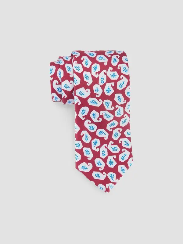 Charvet Paisley Silk Tie - Red Blue