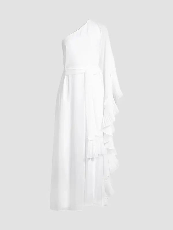 UNGARO Laura One-shoulder Ruffled Maxi Dress