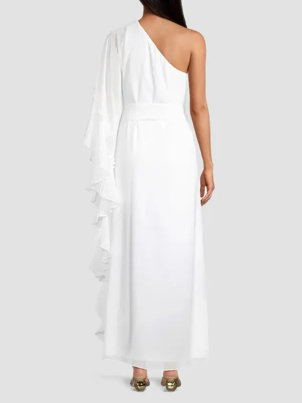 UNGARO Laura One-shoulder Ruffled Maxi Dress
