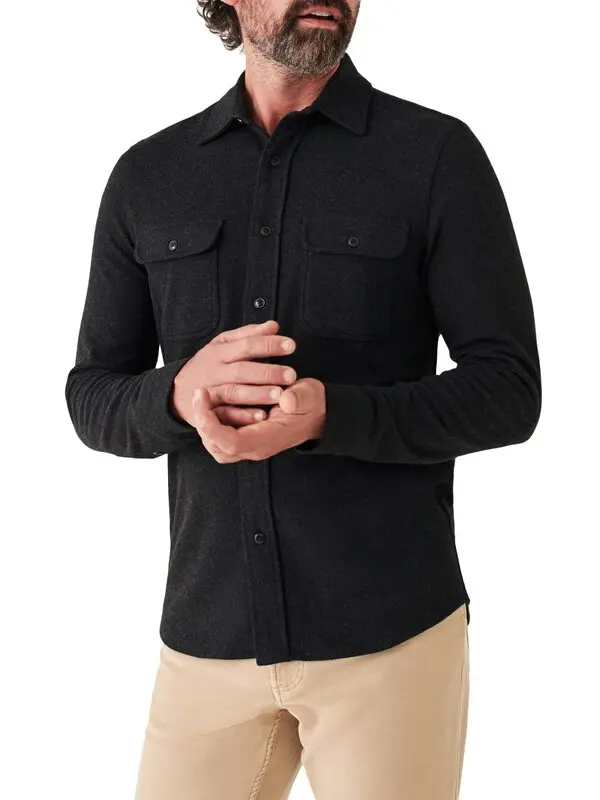 Faherty Brand Legend Knit Button-up Shirt - Heathered Black