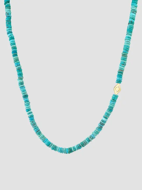SYDNEY EVAN 14k Yellow Gold & Turquoise Bead Evil Eye Charm Necklace - Blue