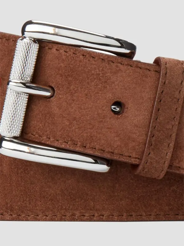 Ralph Lauren Purple Label Roller Buckle Suede Belt