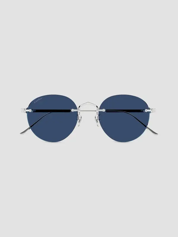 Cartier Signature C 52mm Platinum-plated Round Sunglasses - Silver