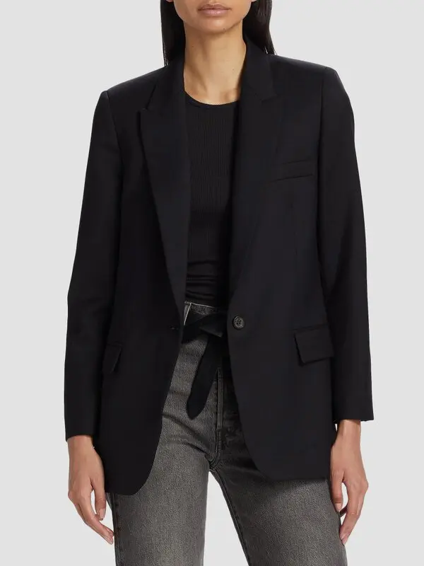NILI LOTAN Diane Single-breasted Wool Blazer - Black