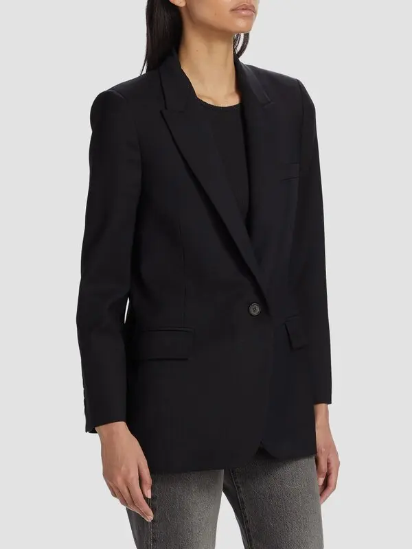 NILI LOTAN Diane Single-breasted Wool Blazer - Black