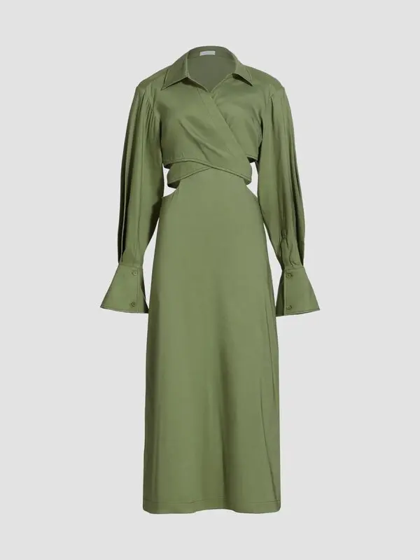 Simkhai Giulia Linen-blend Wrap Maxi Dress - Verde