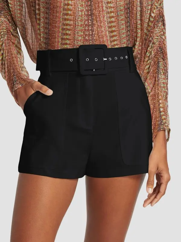 Ramy Brook Kasey Belted High-rise Shorts - Black