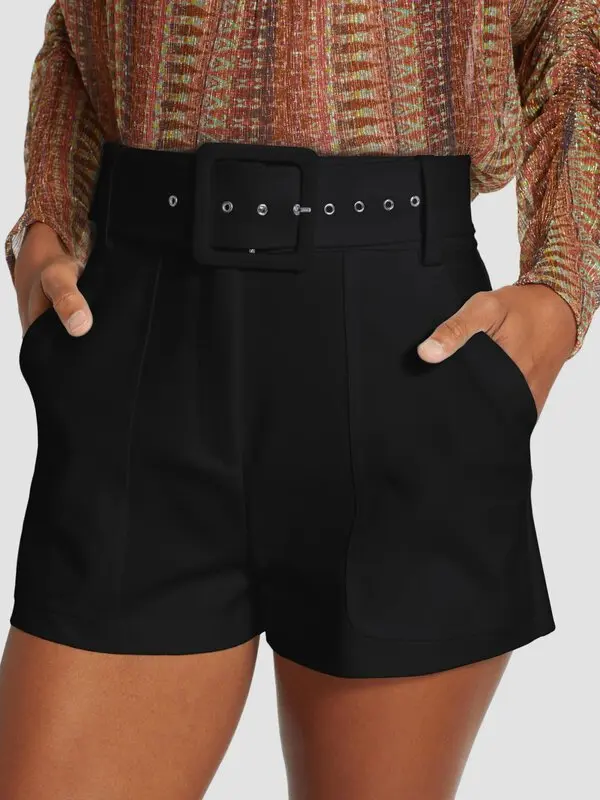 Ramy Brook Kasey Belted High-rise Shorts - Black