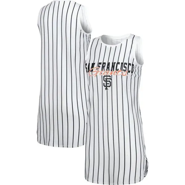 CONCEPTS SPORT San Francisco Giants Reel Pinstripe Knit Sleeveless Nightshirt - White
