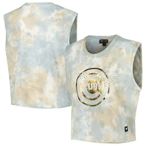 THE WILD COLLECTIVE Chicago Cubs Washed Muscle Tank Top - White