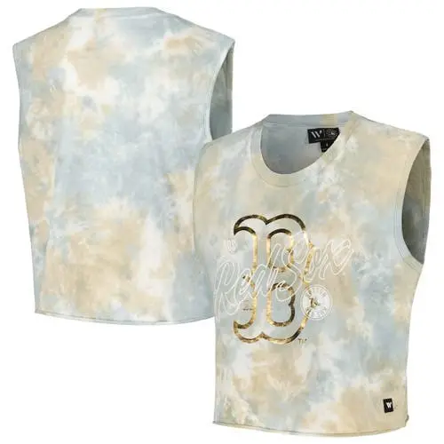 THE WILD COLLECTIVE Boston Red Sox Washed Muscle Tank Top - White