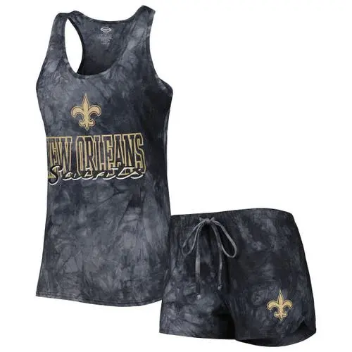 CONCEPTS SPORT New Orleans Saints Billboard Scoop Neck Racerback Tank And Shorts Sleep Set - Charcoal