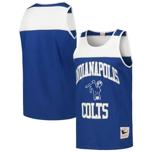 Mitchell & Ness White Indianapolis Colts Heritage Colorblock Tank Top