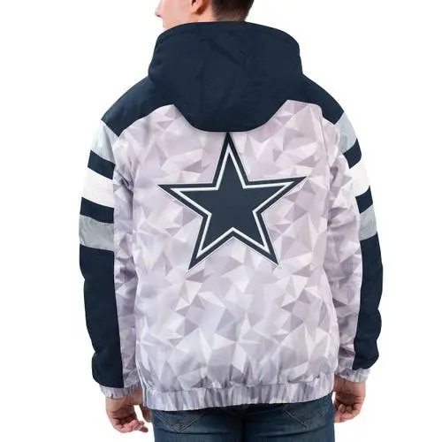 STARTER White/navy Dallas Cowboys Thursday Night Gridiron Raglan Half-zip Hooded Jacket