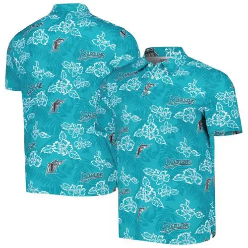 Reyn Spooner Florida Marlins Cooperstown Collection Puamana Print Polo