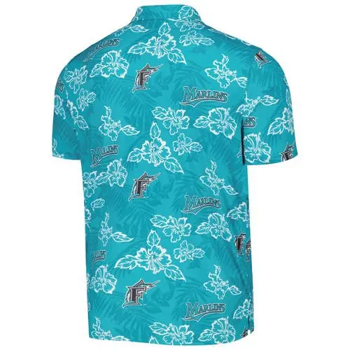 Reyn Spooner Florida Marlins Cooperstown Collection Puamana Print Polo