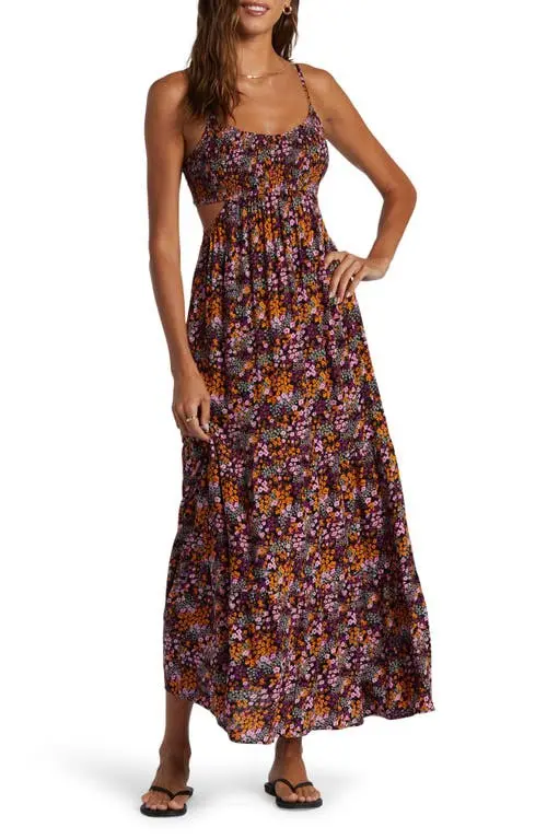 Roxy Tropical Print Maxi Dress - Anthracite Floral Daze
