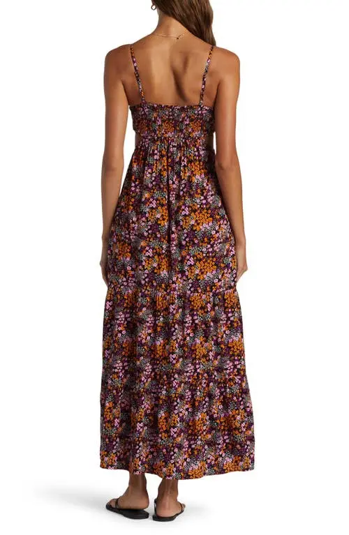 Roxy Tropical Print Maxi Dress - Anthracite Floral Daze