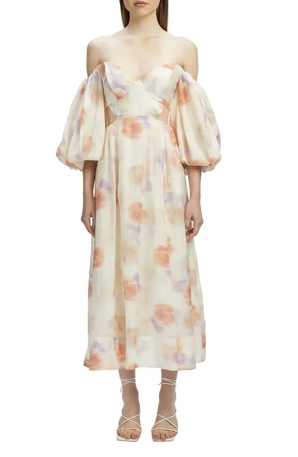 Bardot Lucia Off The Shoulder Cutout Midi Dress