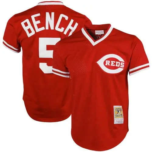 Mitchell & Ness Johnny Bench Cincinnati Reds Cooperstown Collection Mesh Batting Practice Jersey - Red