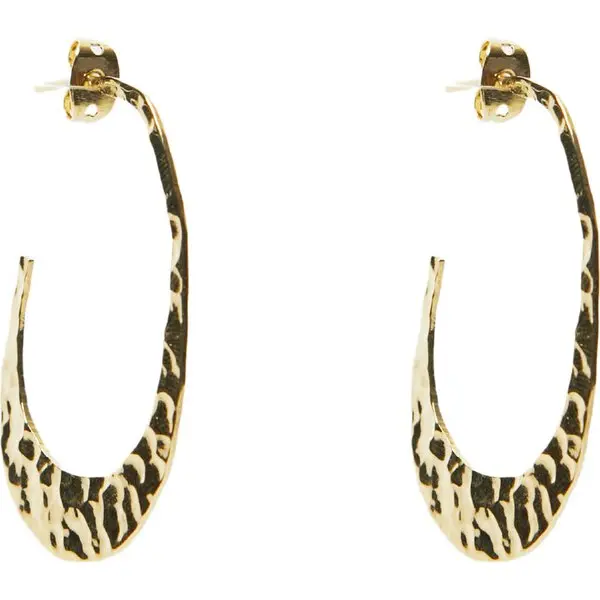 Argento Vivo Hammered Hoop Earrings - Gold