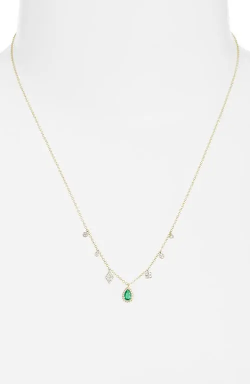 Meira T Diamond And Emerald Pendant Necklace