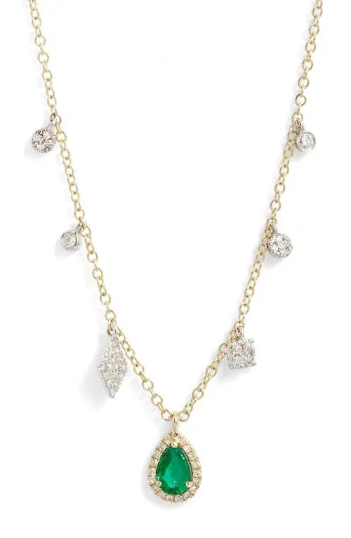Meira T Diamond And Emerald Pendant Necklace - Yellow