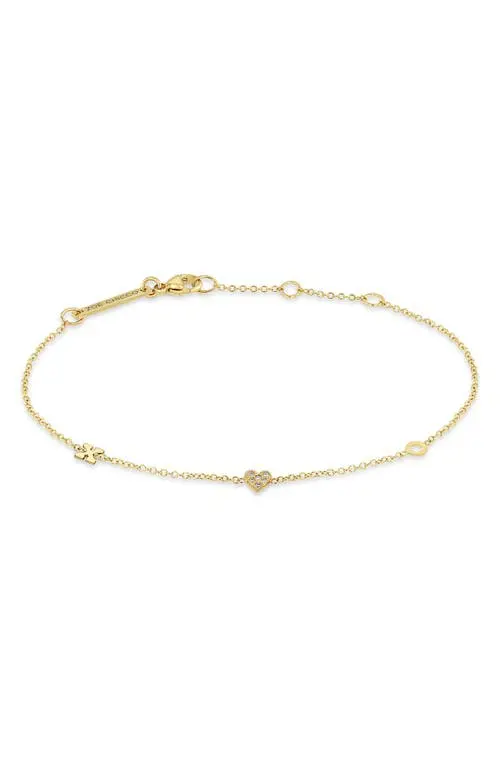 Zoe Chicco Itty Bitty Xo Pavé Diamond Bracelet - 14k Yellow Gold