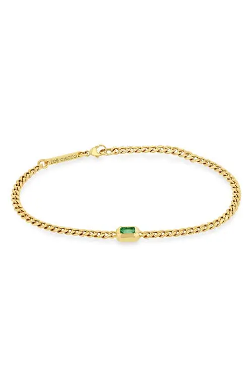 Zoe Chicco Emerald Curb Chain Bracelet - 14k Yellow Gold