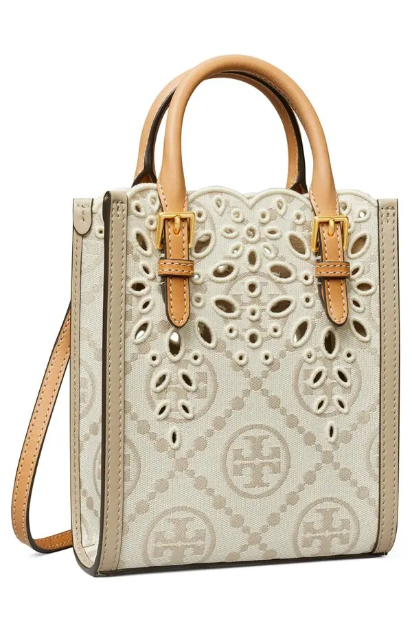 Tory Burch Mini T Monogram Eyelet Tote