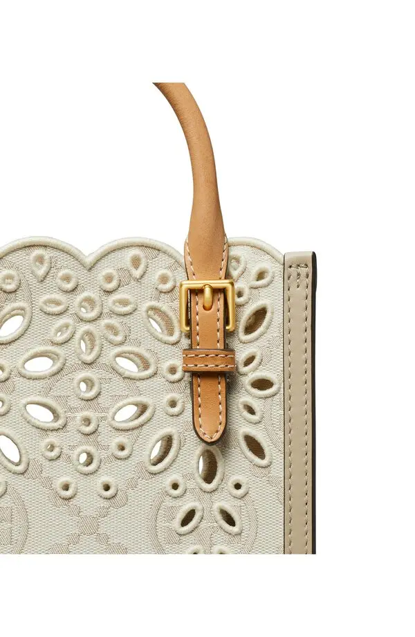 Tory Burch Mini T Monogram Eyelet Tote