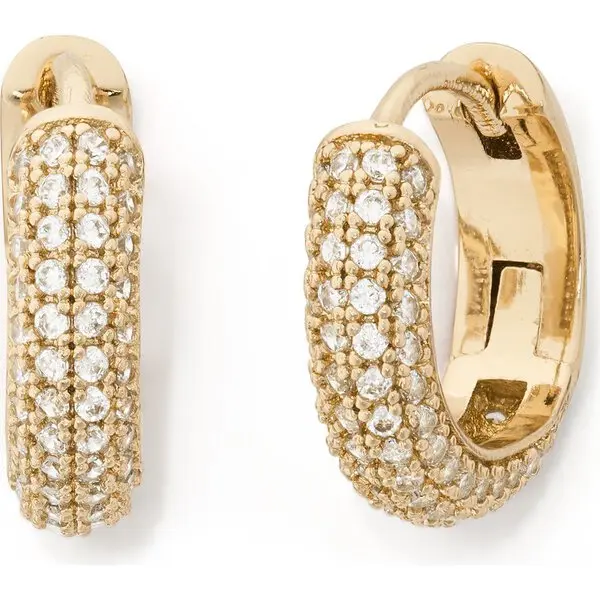 Kate Spade New York Brilliant Statements Pavé Mini Huggie Hoop Earrings - Clear/gold