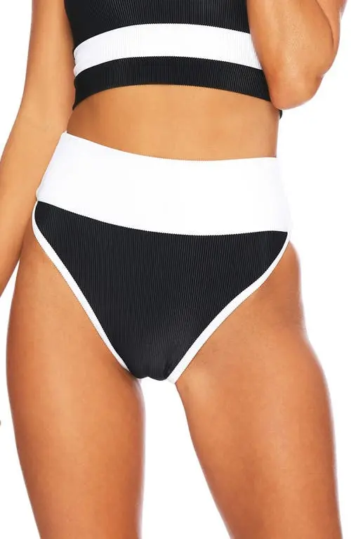 Beach Riot Emmy High Waist Bikini Bottoms - Black/white