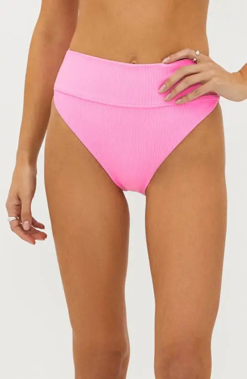 Beach Riot Highway High Waist Bikini Bottom - Prism Pink