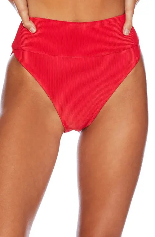 Beach Riot Highway High Waist Bikini Bottom - Red