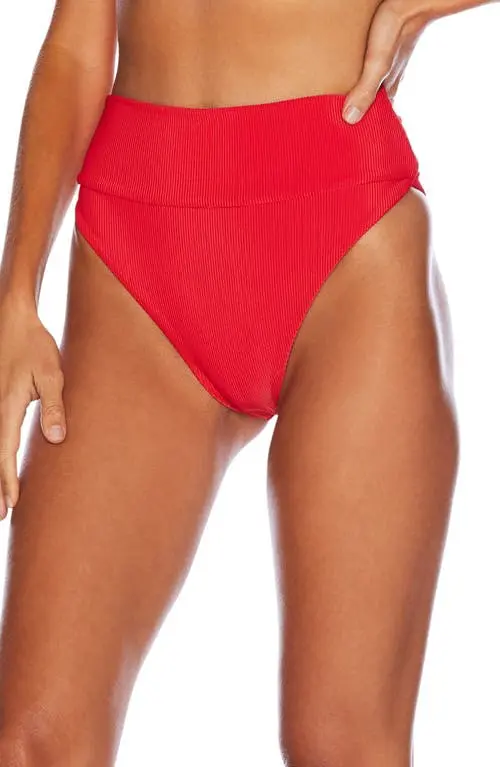 Beach Riot Highway High Waist Bikini Bottom - Red