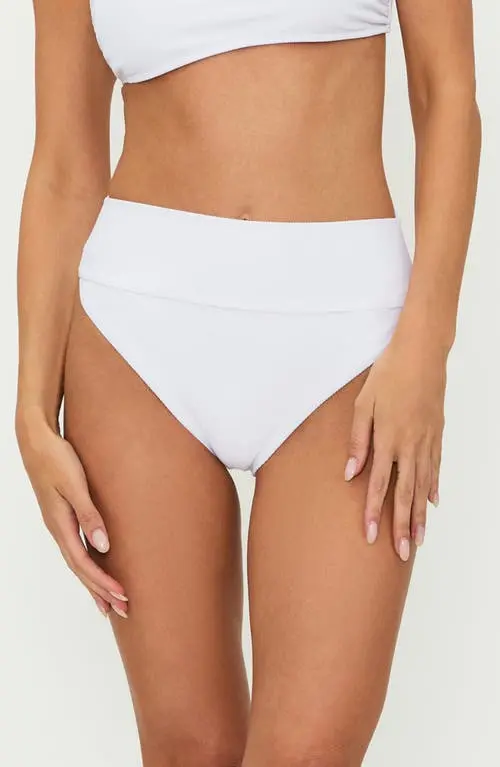 Beach Riot Highway High Waist Bikini Bottom - White