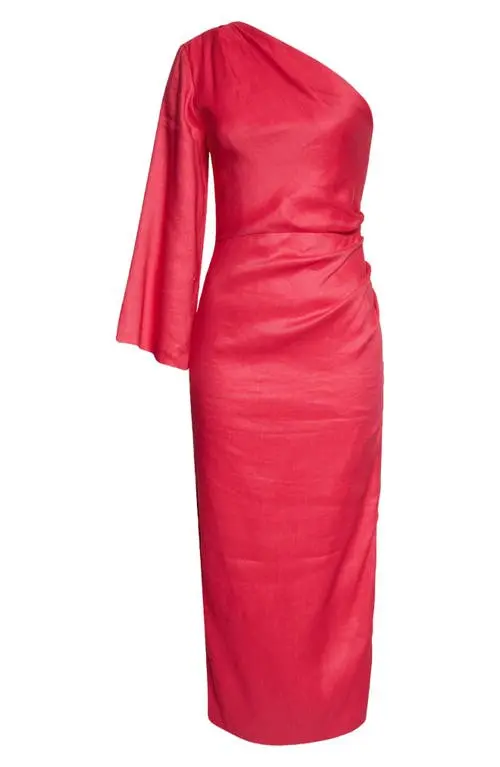 Veronica Beard Patsy One-shoulder Linen Blend Dress