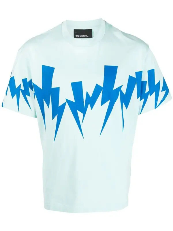 Neil Barrett Thunderbolt-print Cotton T-shirt - Blue